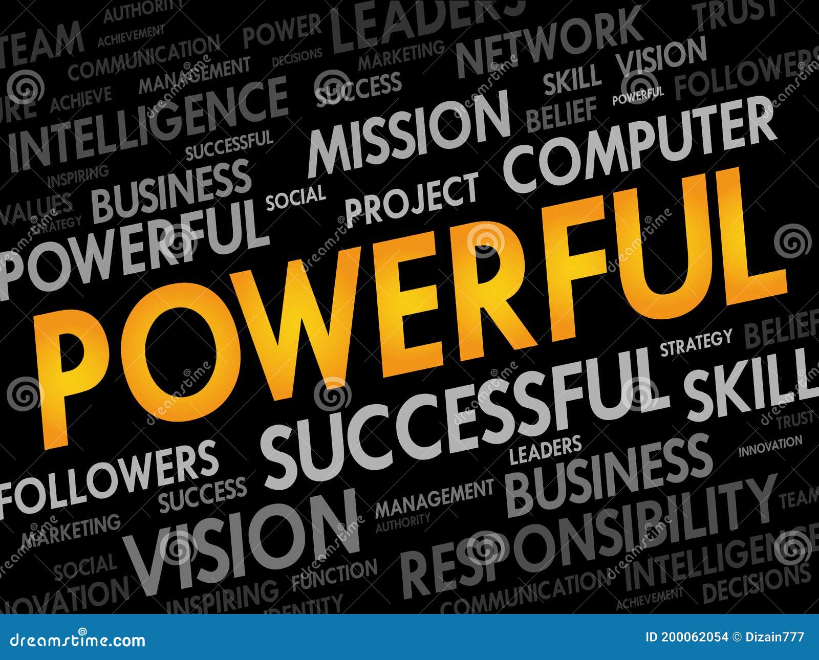 POWERFUL word cloud stock illustration. Illustration of business ...