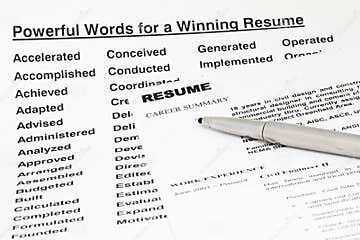 Powerful Words for Winning Resume Stock Photo - Image of intern ...