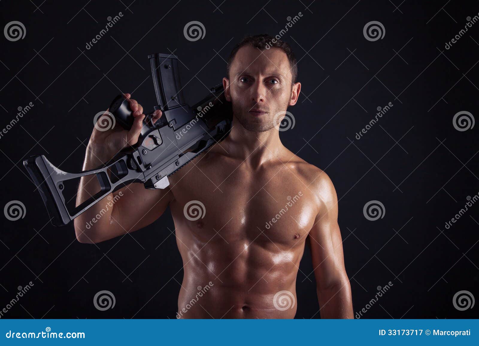 Powerful Young Man with Rifle Stock Image - Image of crime, adult: 33173717