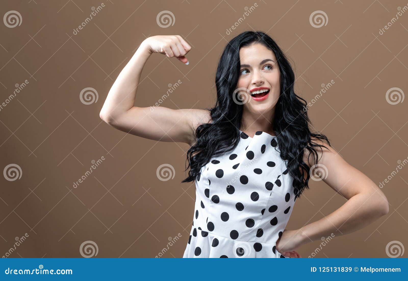 Powerful Young Woman in Success Pose Stock Image - Image of business ...