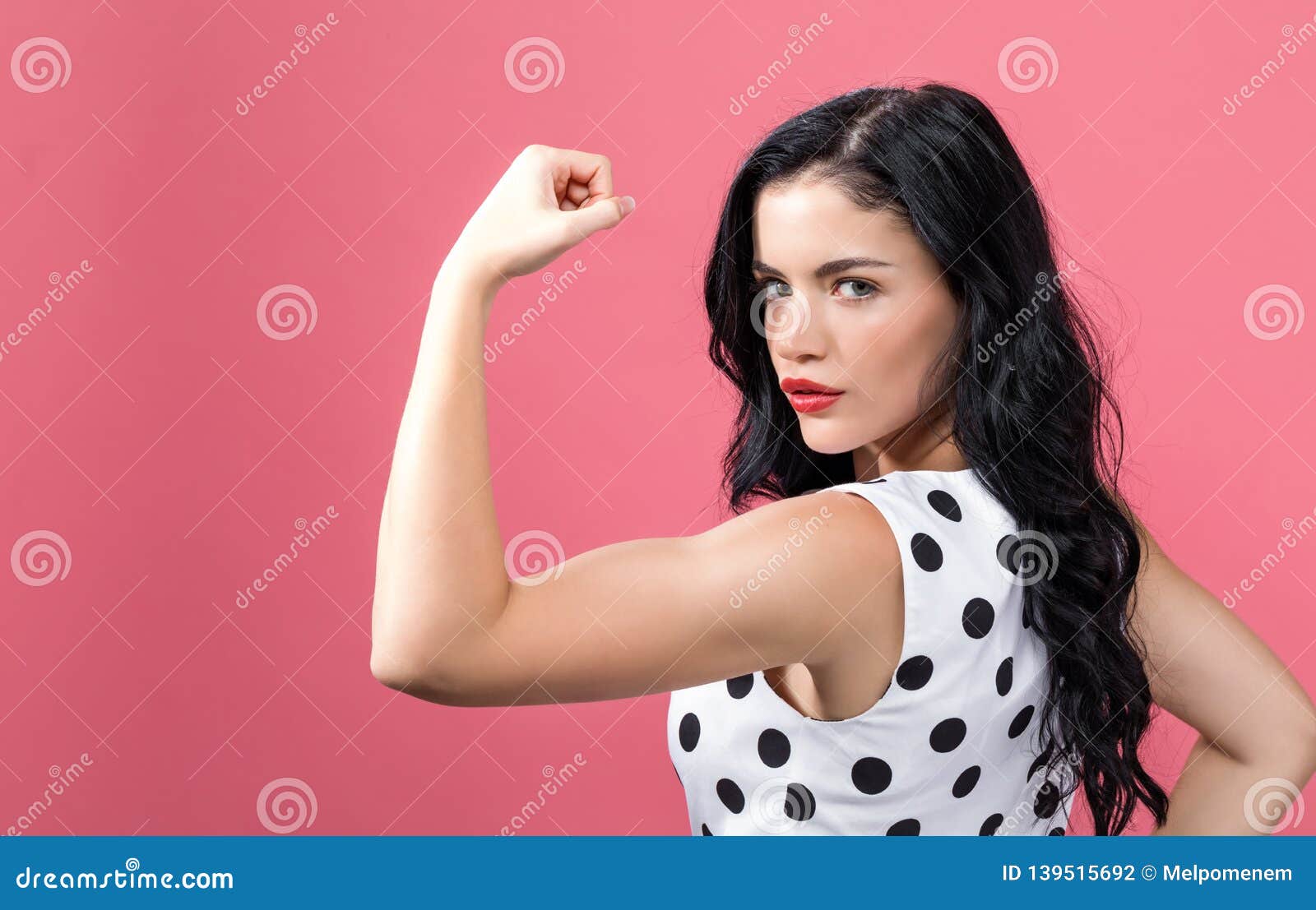 Powerful Young Woman in Success Pose Stock Photo - Image of caucasian ...