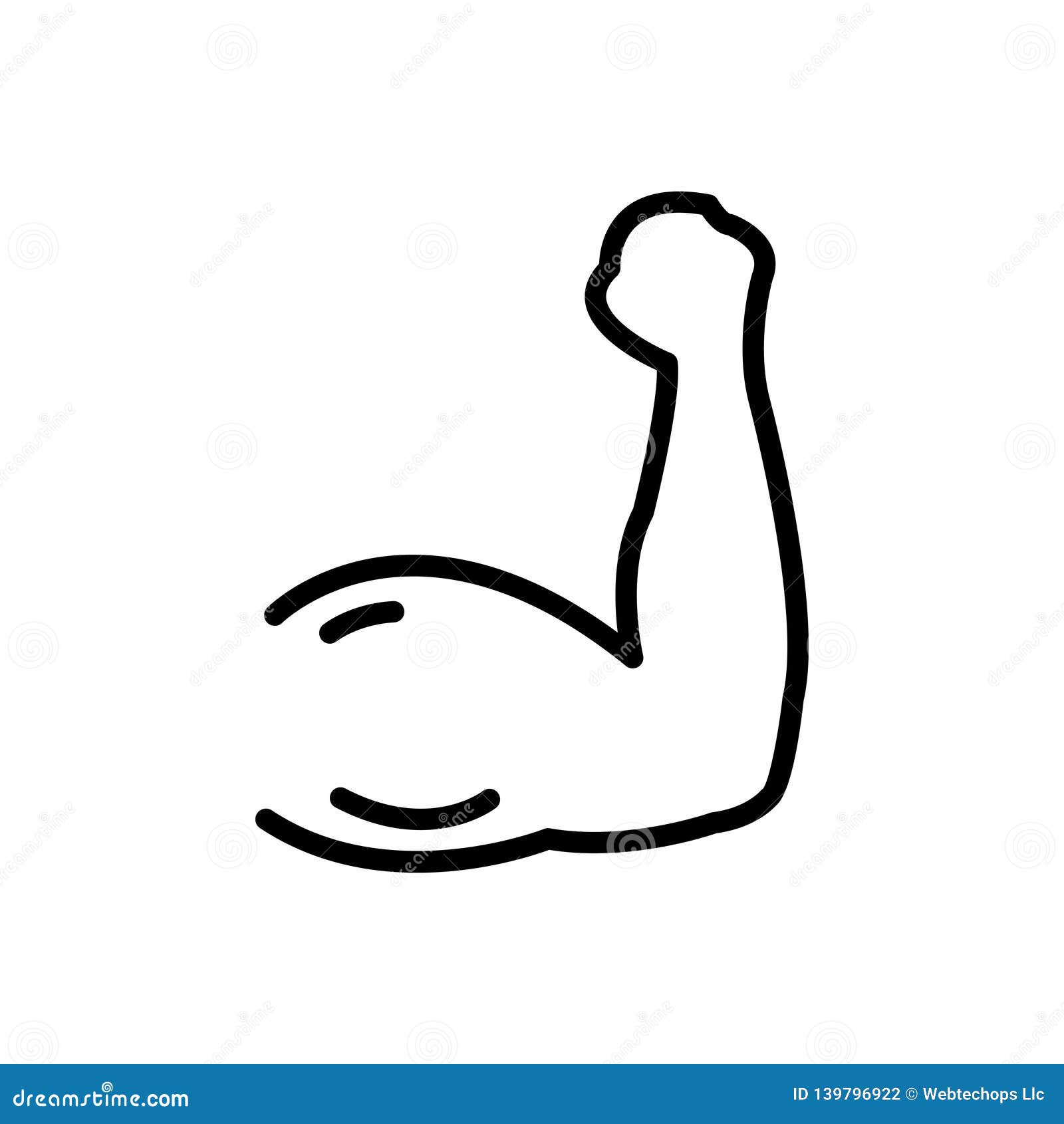 Black Line Icon for Powerfull Muscles, Power and Strong Stock Vector ...