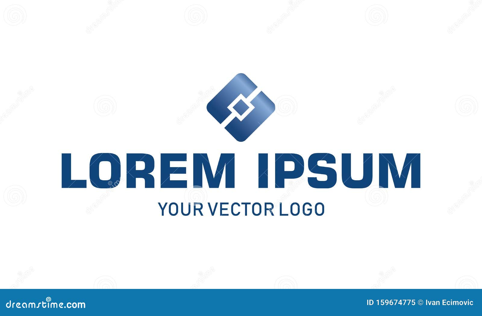 Blue Powerfull Rhombus Logotype on White Background Stock Illustration ...