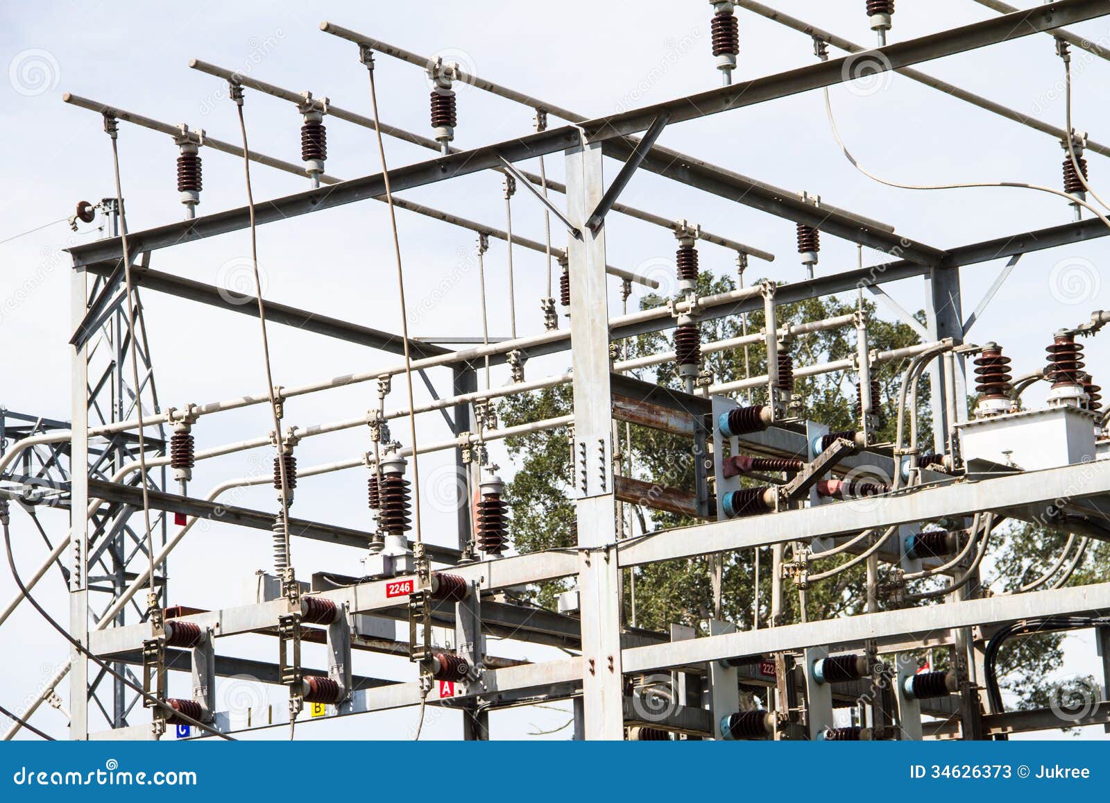 Powerhouse with Cables and Switches the High Voltage Insulators Stock ...