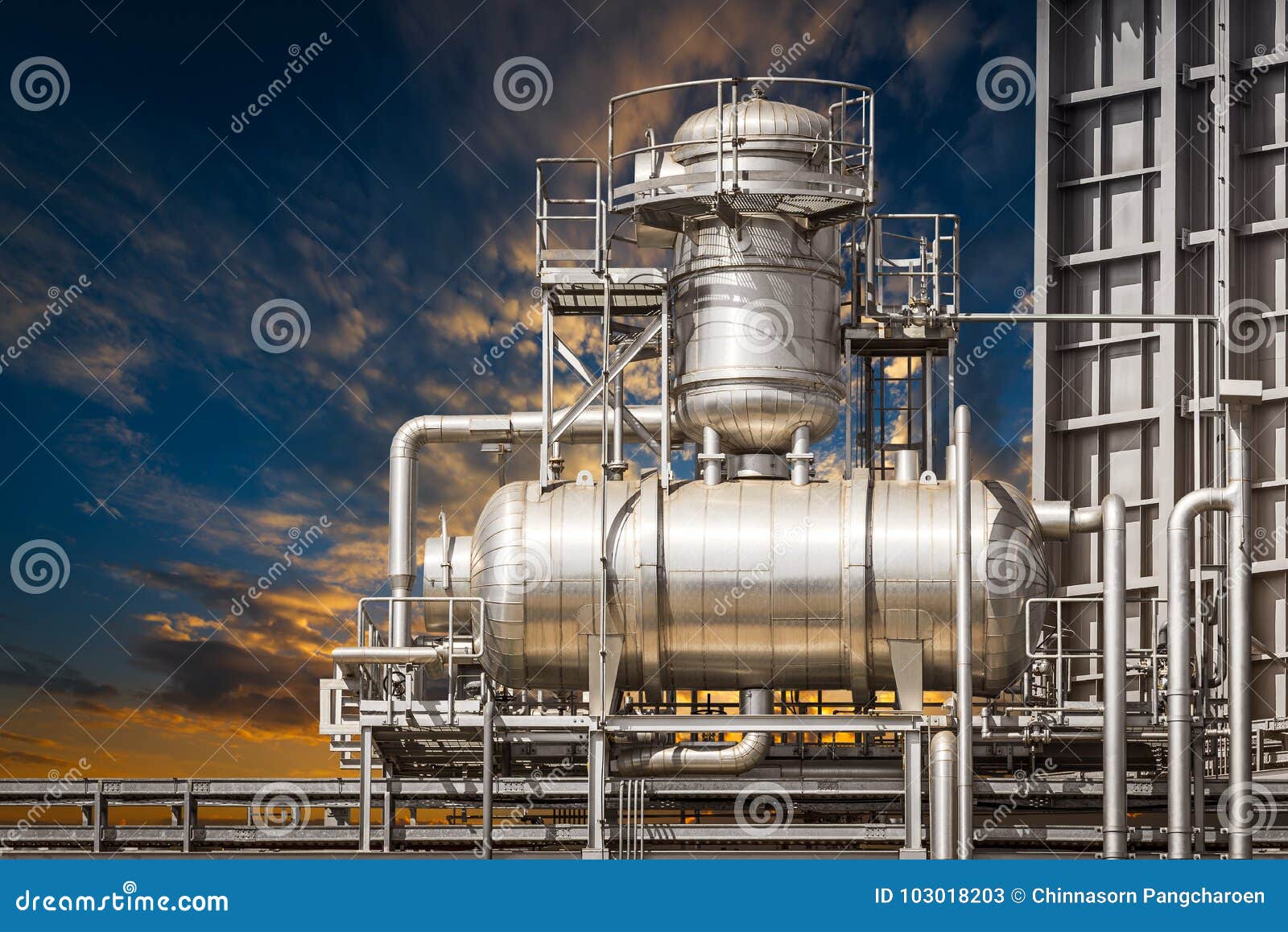 Powerhouse Pipe System and Sky Stock Image - Image of transmission ...