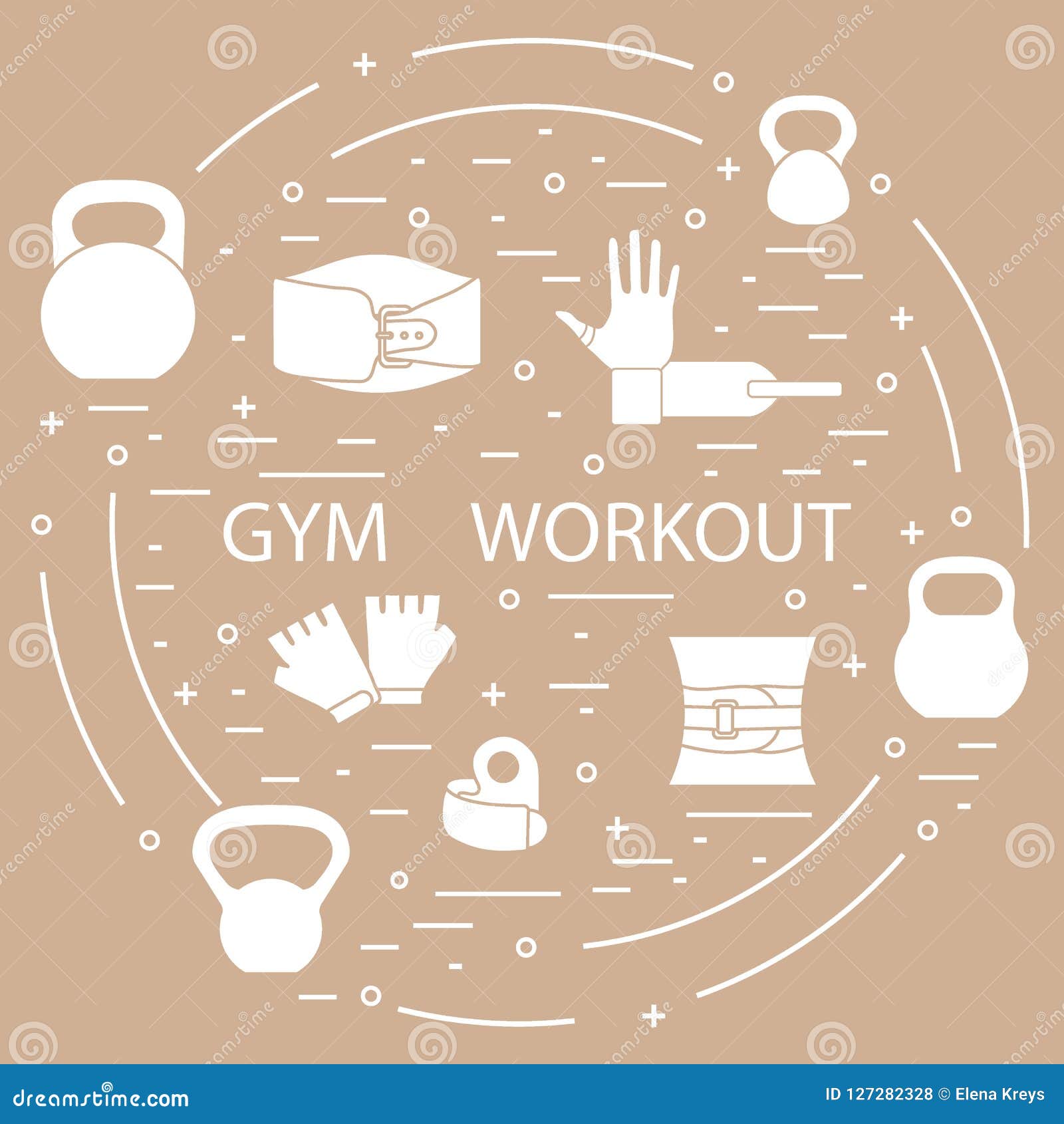 Powerlifting Gym Workout Elements Arranged in a Circle. Stock Vector ...