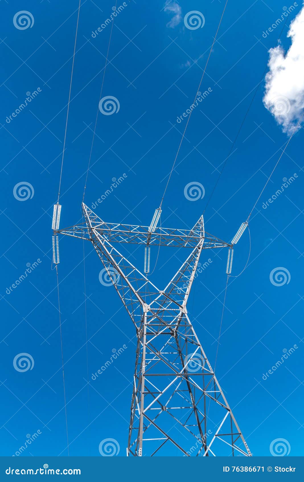 Powerline and the Blue Clear Sky Stock Image - Image of electricity ...