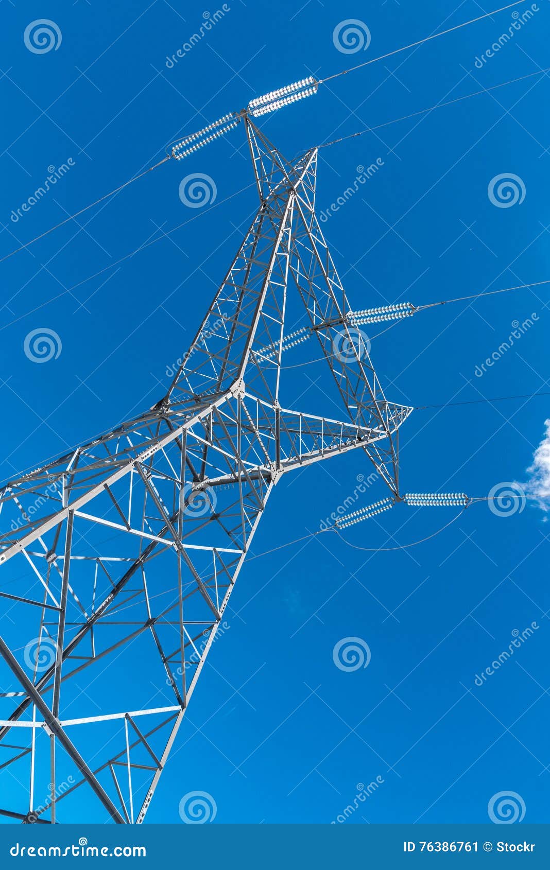 Powerline and the Blue Clear Sky Stock Image - Image of pillar, detail ...