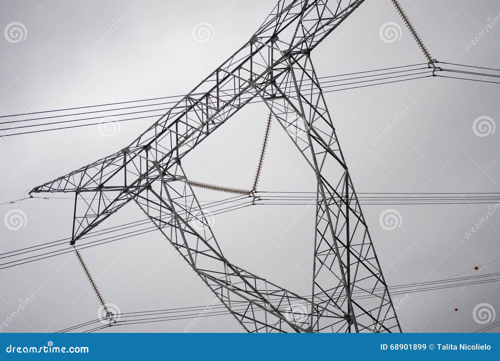 Powerline on cloudy day stock image. Image of cables - 68901899