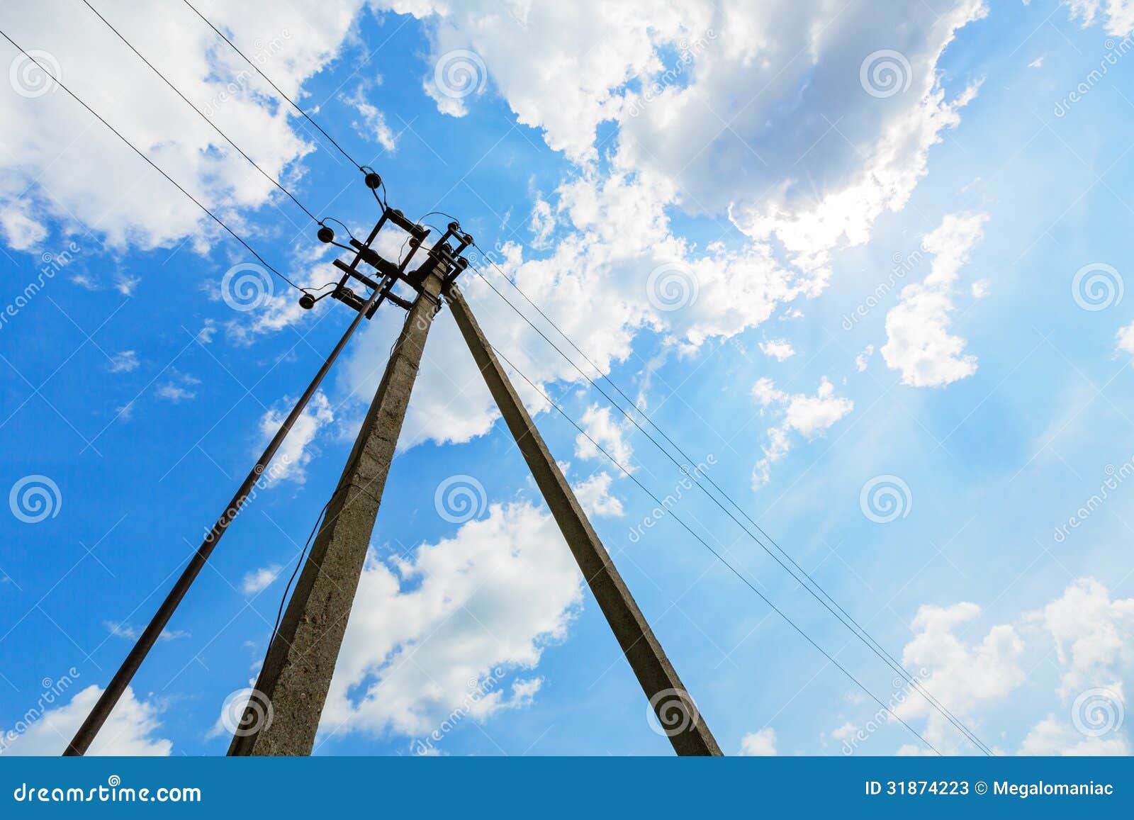 Powerline and cloudy sky stock image. Image of pylon - 31874223