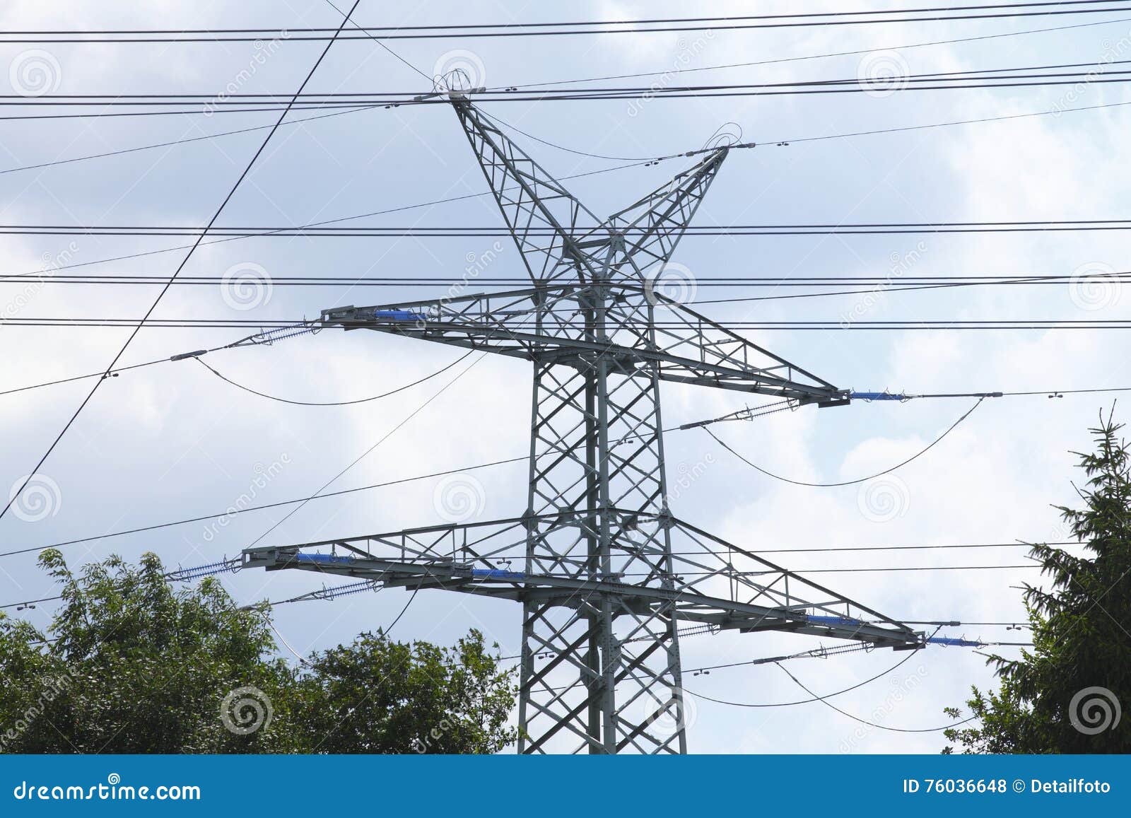 Powerline stock photo. Image of line, europe, grid, pylons - 76036648
