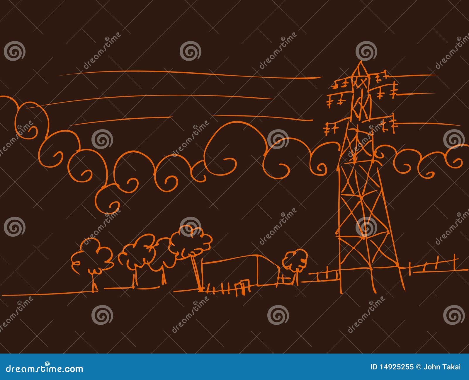 Powerline Landscape stock vector. Illustration of vector - 14925255