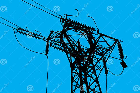 Powerline terminal tower stock illustration. Illustration of metal ...