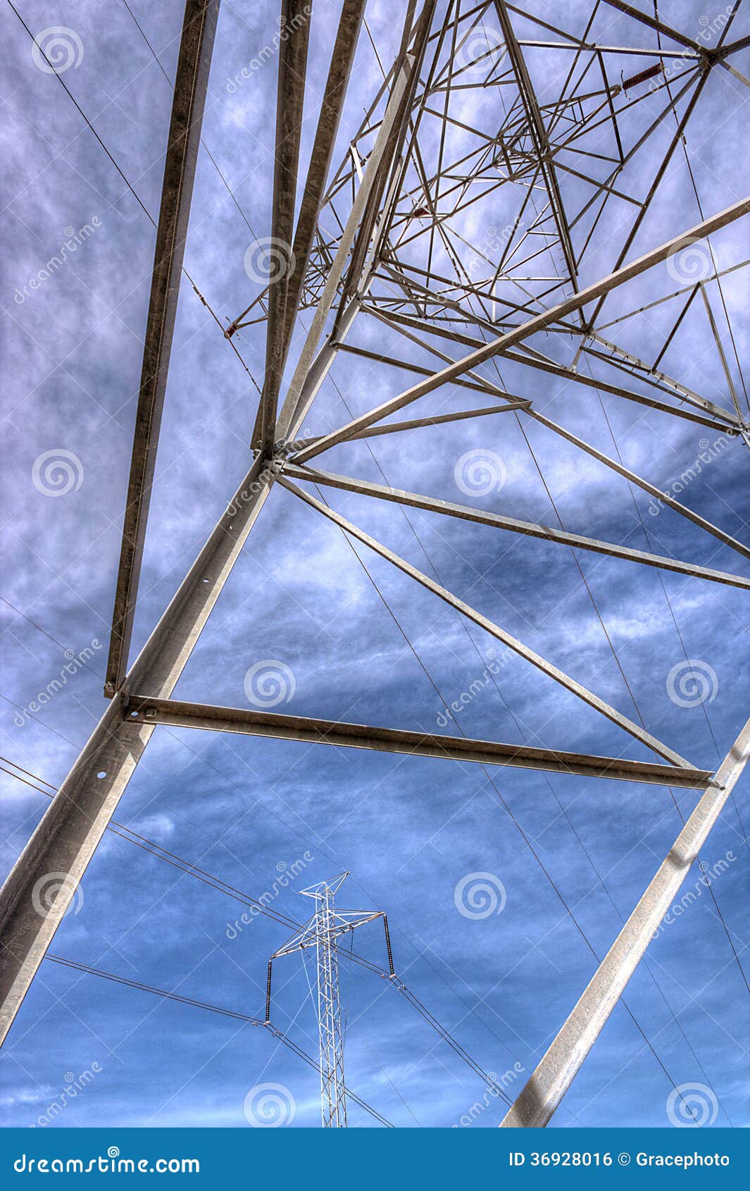 Powerline Tower (Color) stock photo. Image of rock, architecture - 36928016