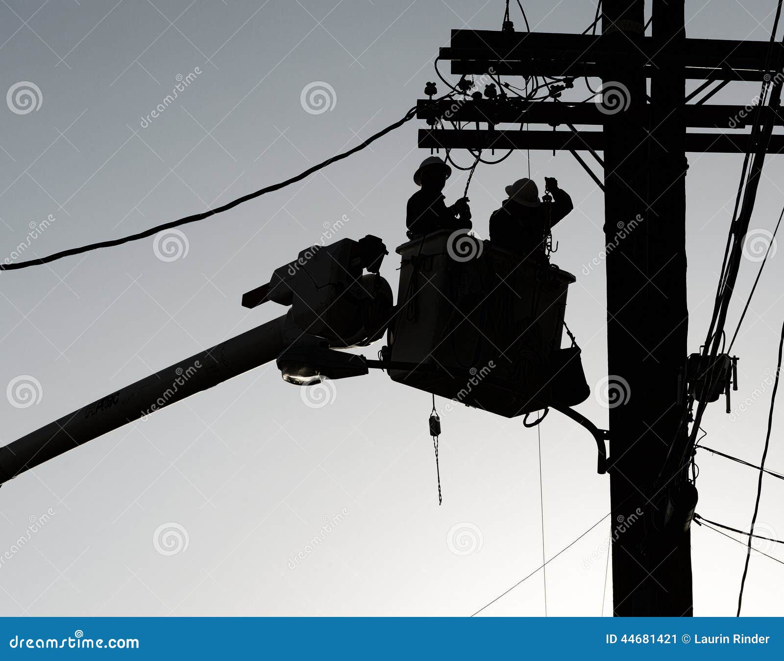 Powerline Workers stock image. Image of site, helmet - 44681421
