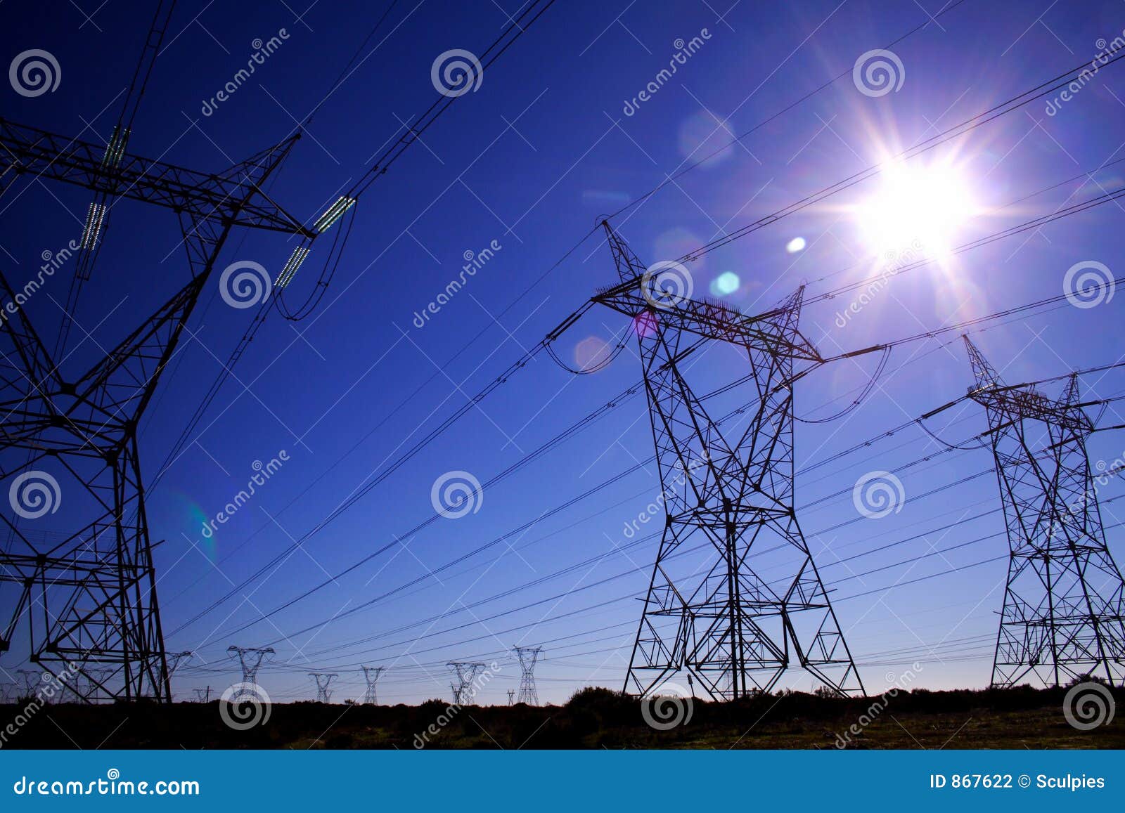 Powerlines blue stock photo. Image of pylon, electricity - 867622
