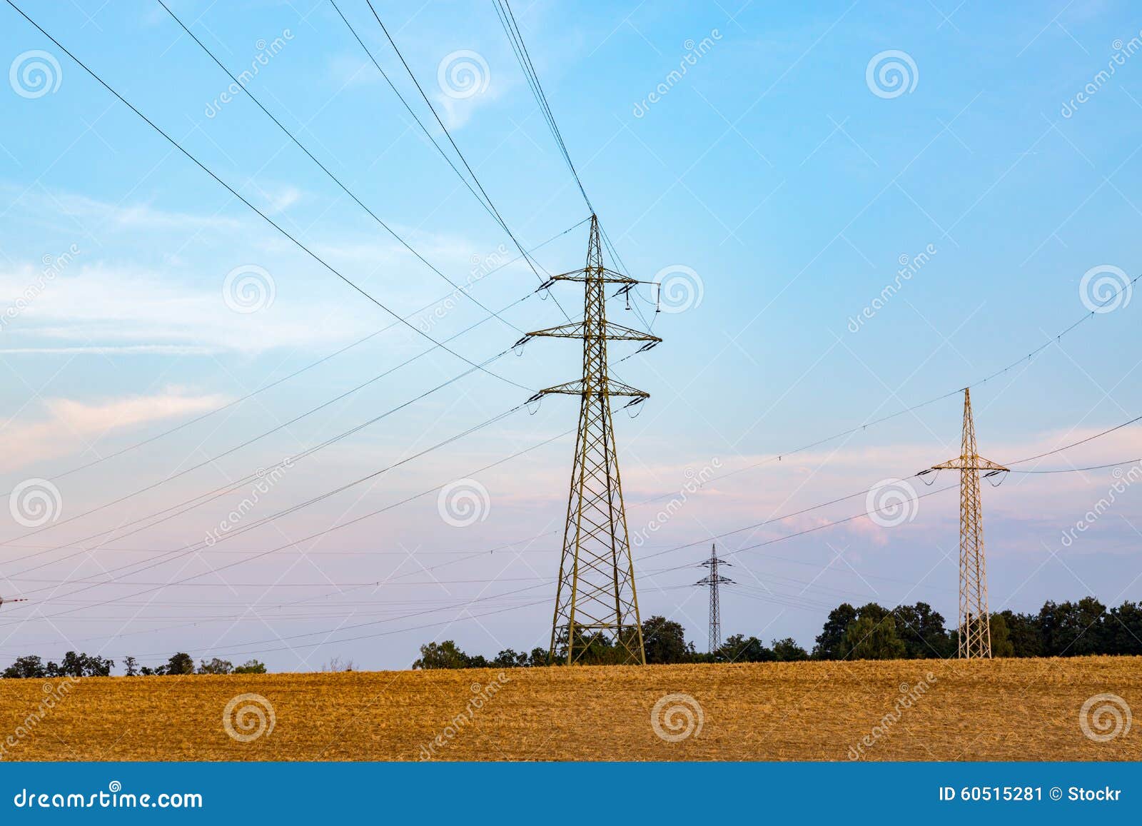 Powerlines on the field stock image. Image of field, environment - 60515281