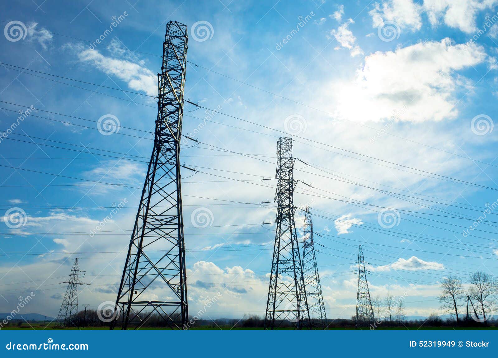 Powerlines stock image. Image of energy, communications - 52319949