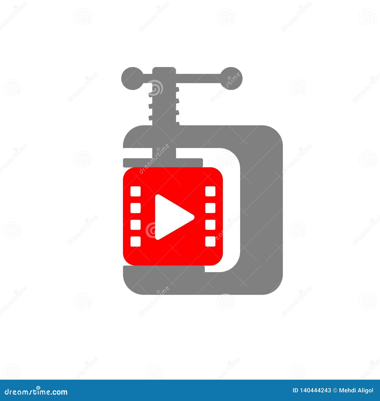 Video Compressing Icon Shows a Video Cube Compressed by Clamp Stock ...