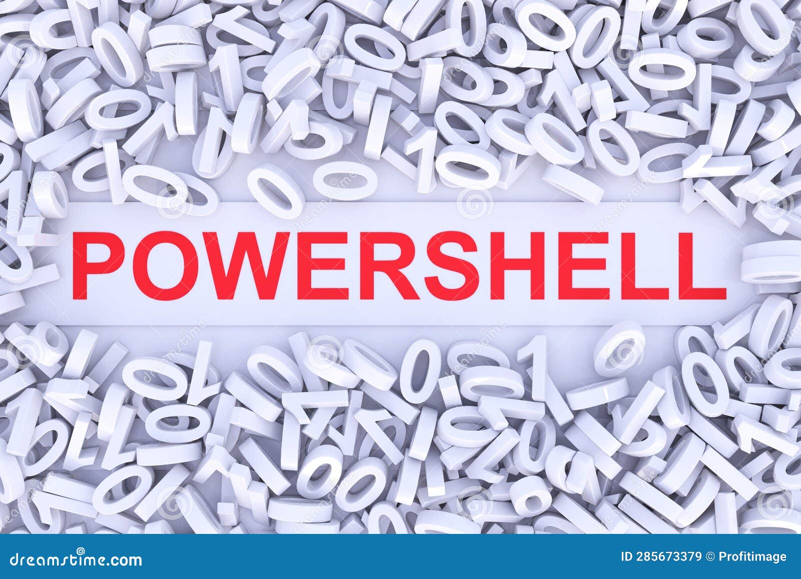 POWERSHELL Concept Scattered Binary Code 3D Stock Illustration ...