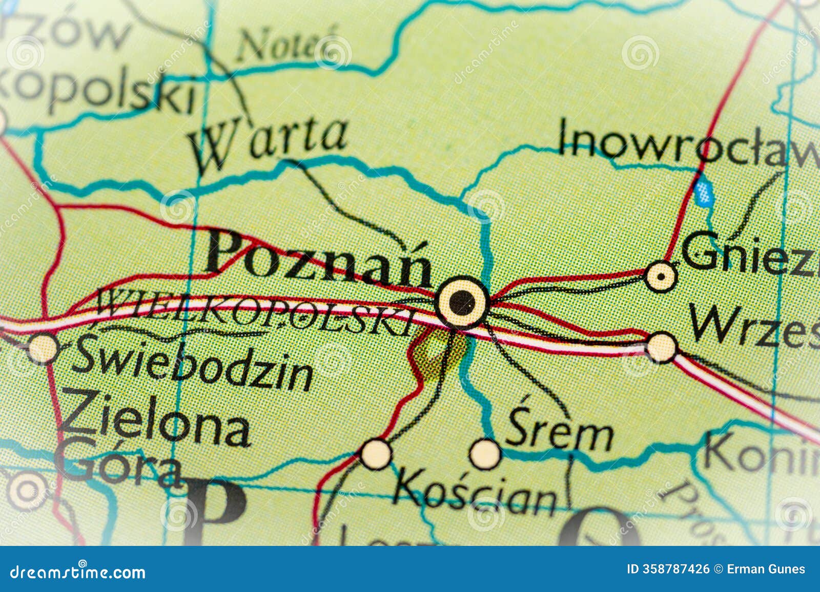 Poznan, Poland Highlighted on a World Map Stock Photo - Image of ...