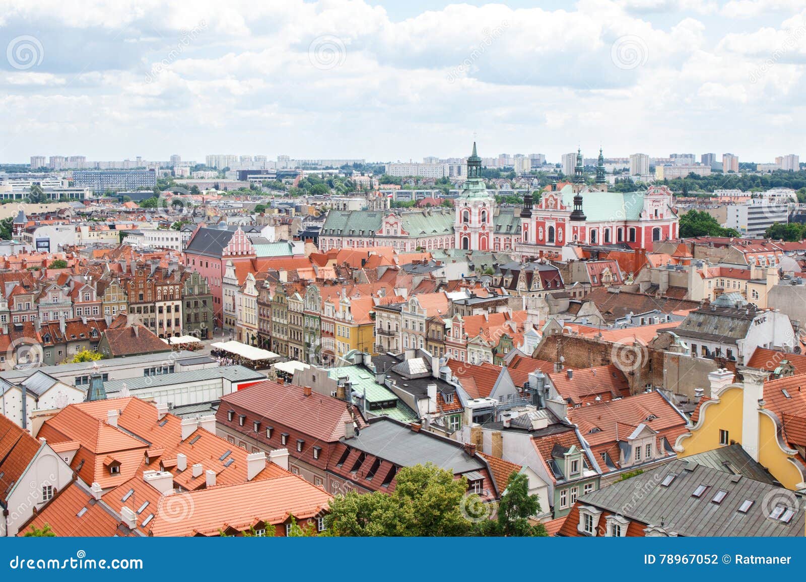 Poznan, Poland - June 28, 2016: View on Buildings and Collegiate Church ... Poznan, Poland - June 28, 2016: View on Buildings and Collegiate Church ...