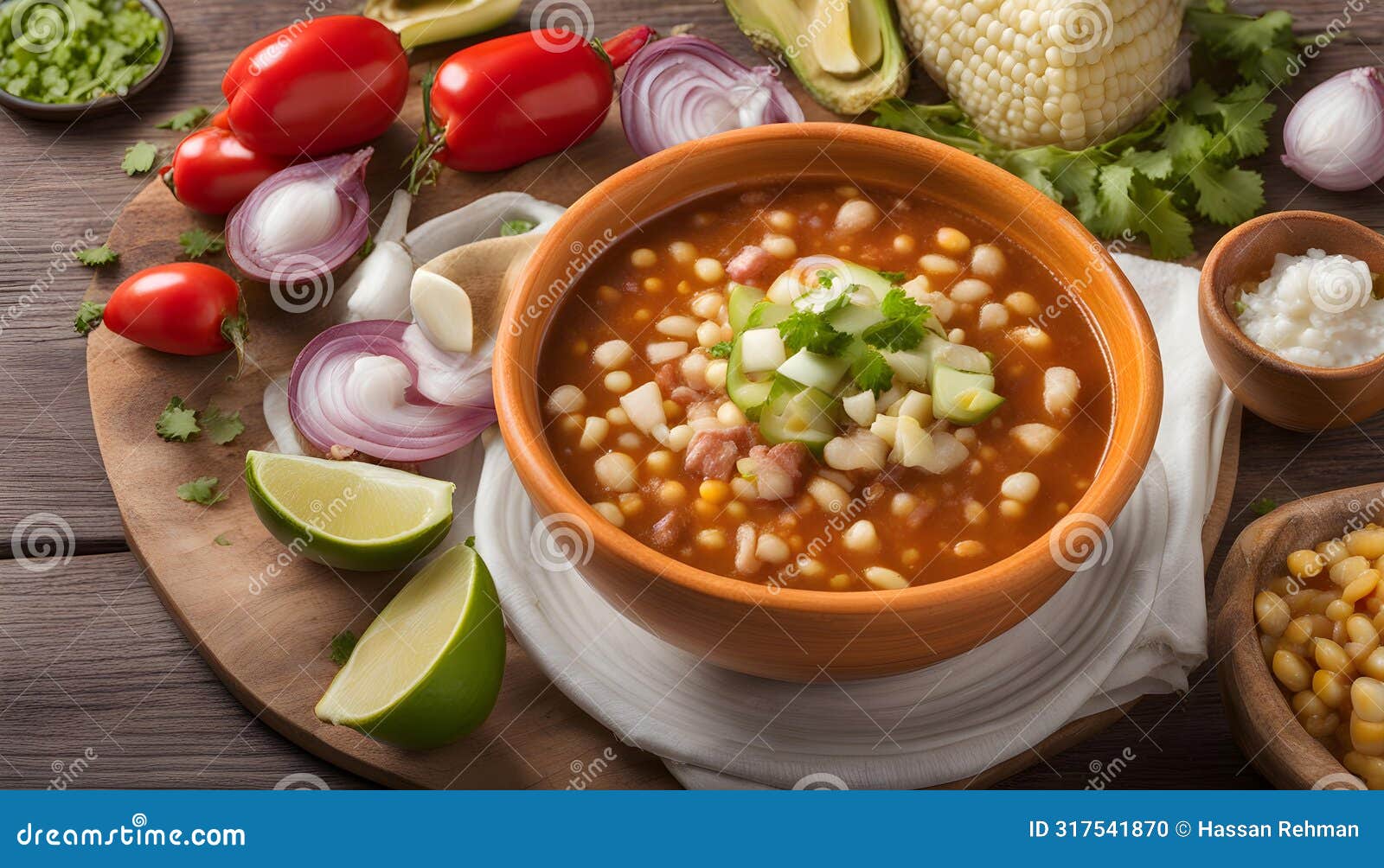 Pozole With Mote Big Corn Stew From Mexico In Old Cooking Pot Stock ...