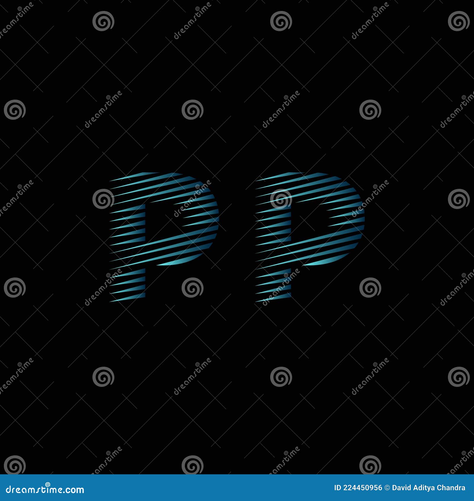 PP Monogram Lines Style Blue Light Vector Stock Vector - Illustration ...
