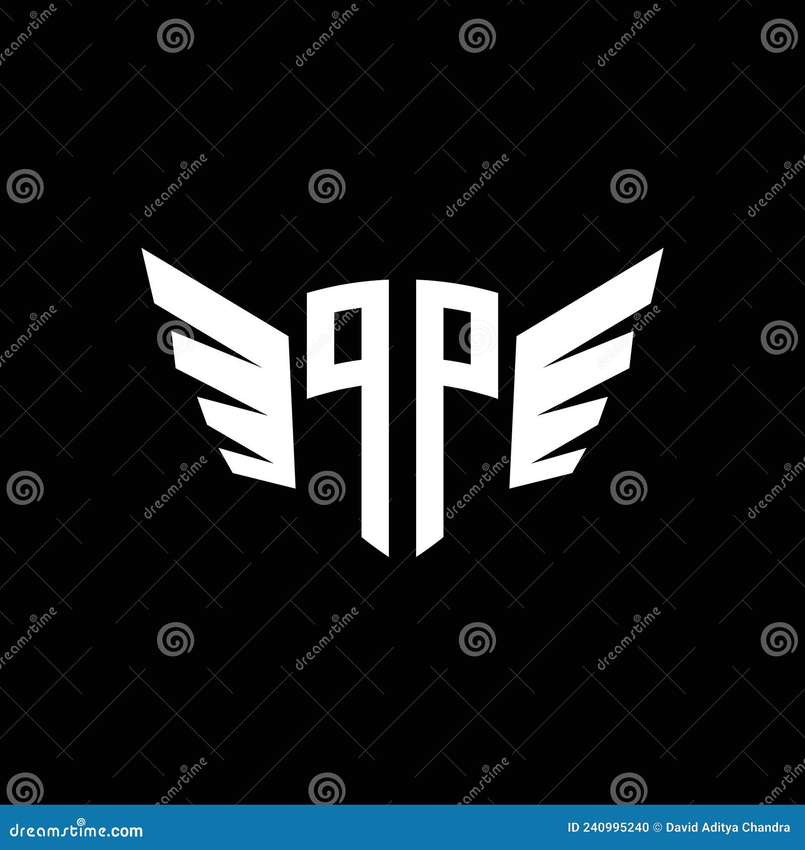 PP Monogram Wing Shape Style Stock Vector - Illustration of letter ...