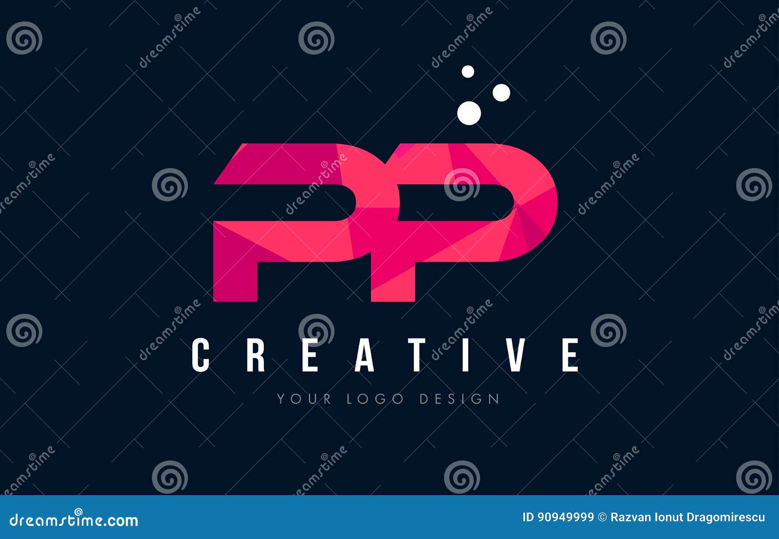 PP P Letter Logo with Purple Low Poly Pink Triangles Concept Stock ...