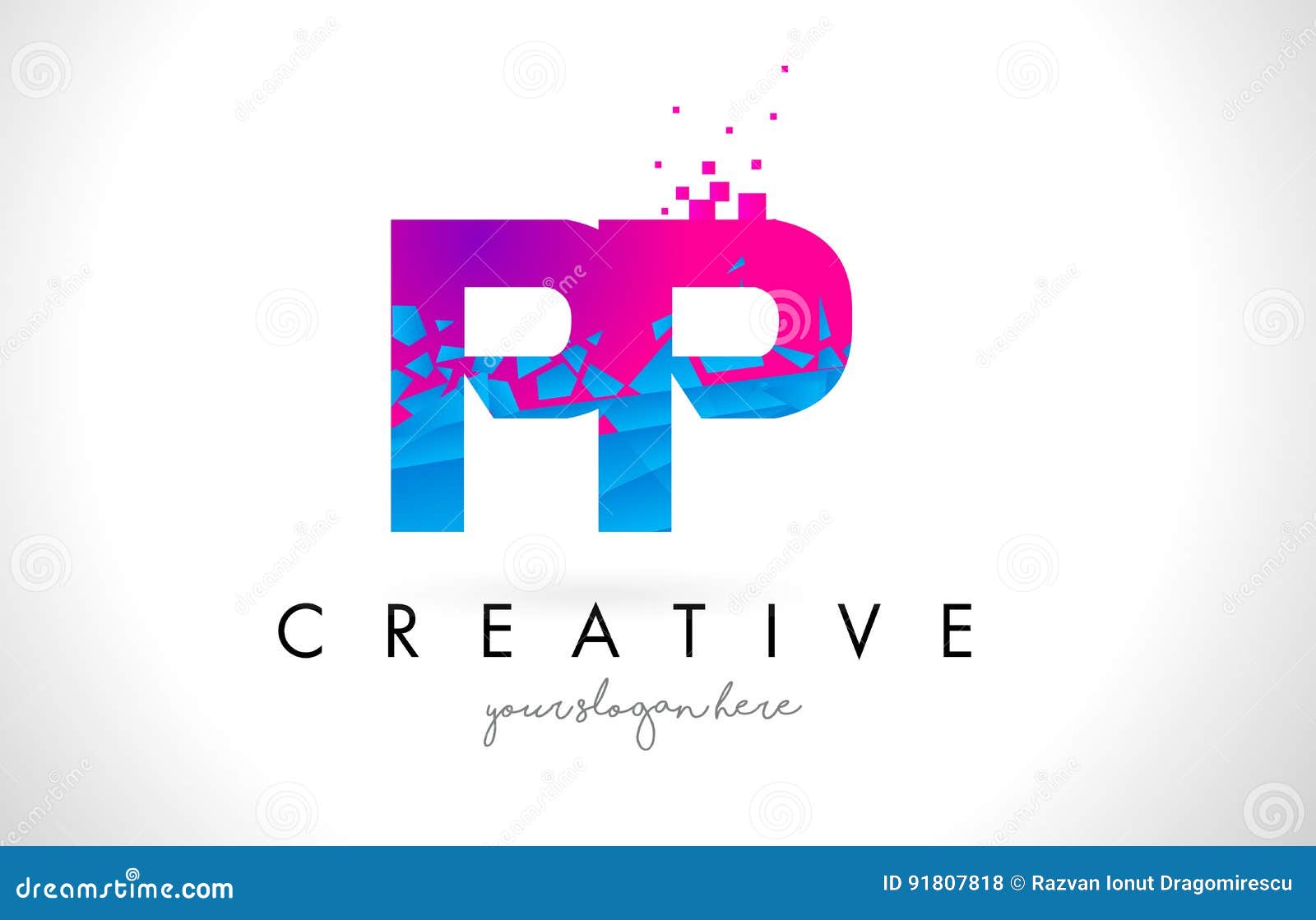 PP P Letter Logo with Shattered Broken Blue Pink Texture Design Stock ...