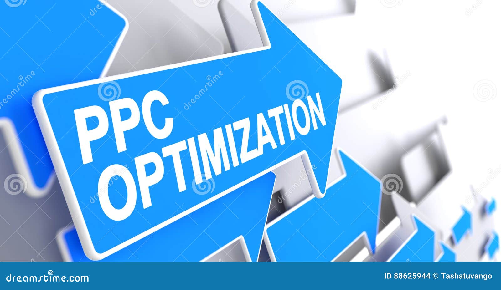 PPC Optimization - Text on the Blue Pointer. 3D. Stock Illustration ...