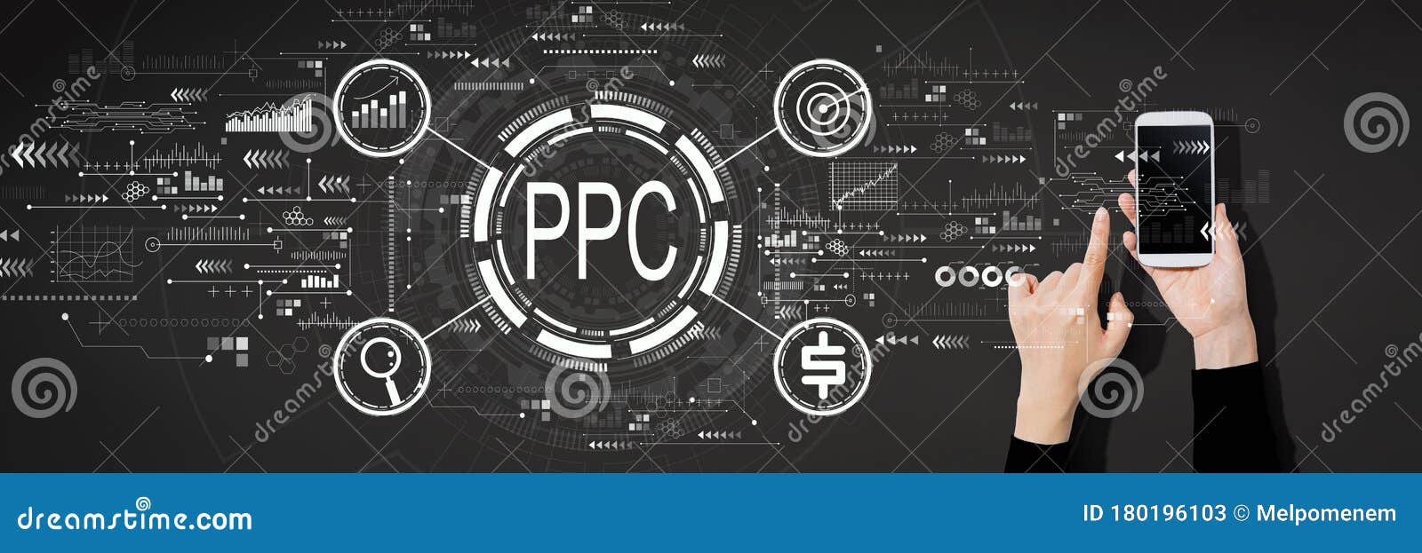 PPC - Pay Per Click Concept with Person Using a Smartphone Stock Image ...