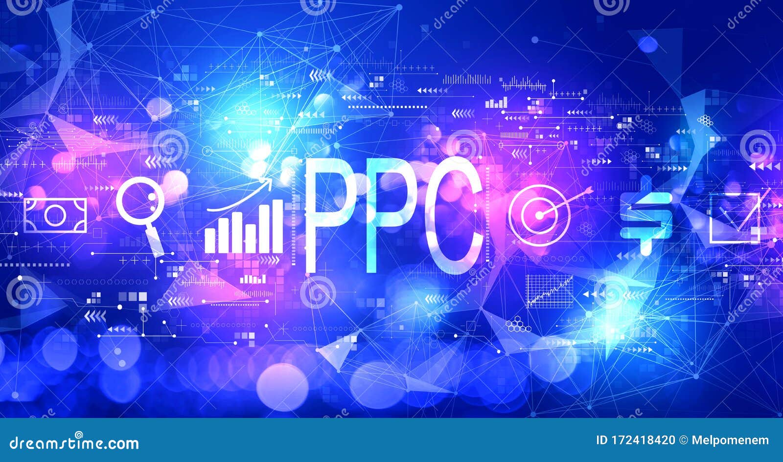 PPC - Pay Per Click Concept with Technology Light Background Stock ...
