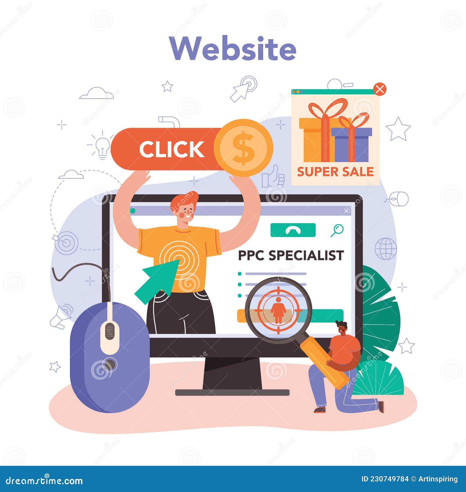 PPC Specialist Online Service or Platform. Pay Per Click Manager Stock ...