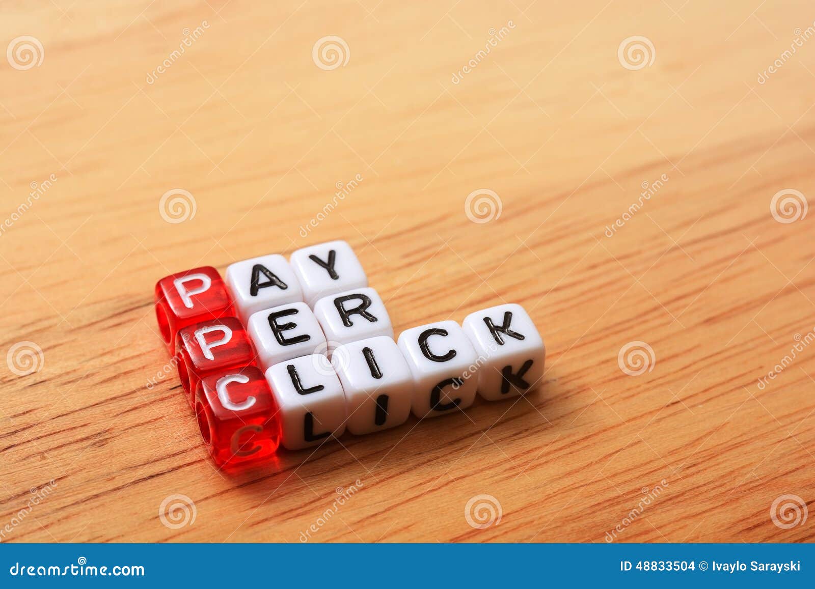 PPC text cubes stock photo. Image of earning, management - 48833504