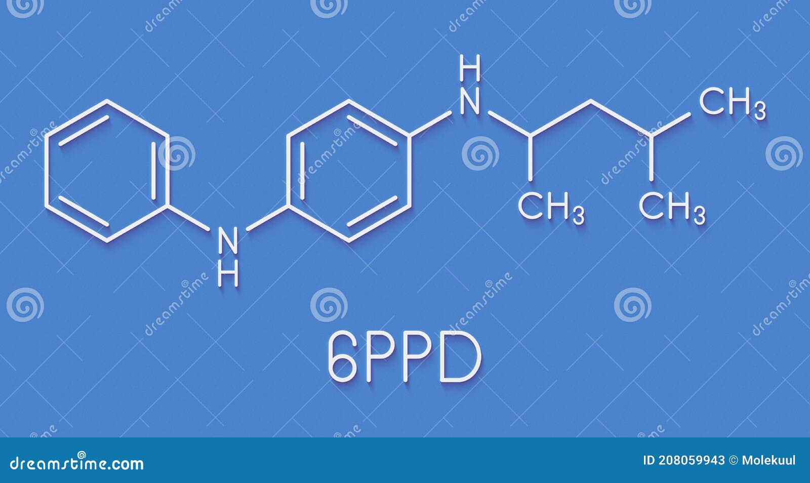 6PPD Rubber Additive Molecule. Toxic To Salmon Stock Illustration ...