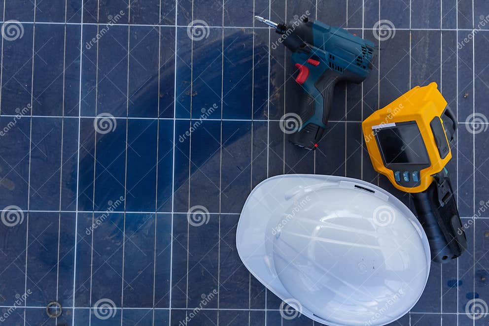 PPE and Equipment for Maintenance Solar Systems Stock Photo - Image of ...