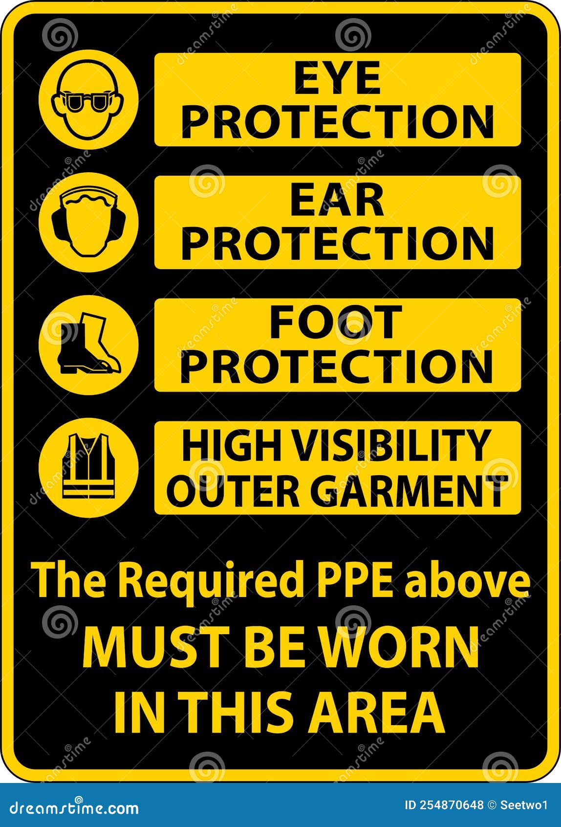 PPE Must Be Worn in this Area Sign Stock Vector - Illustration of ...
