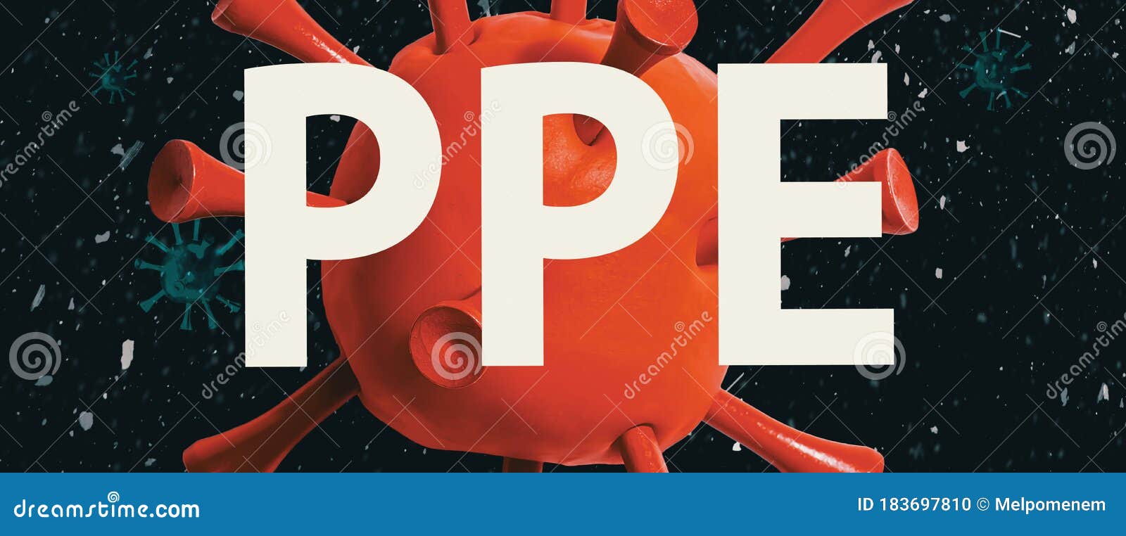 PPE theme with a red virus stock photo. Image of influenza - 183697810