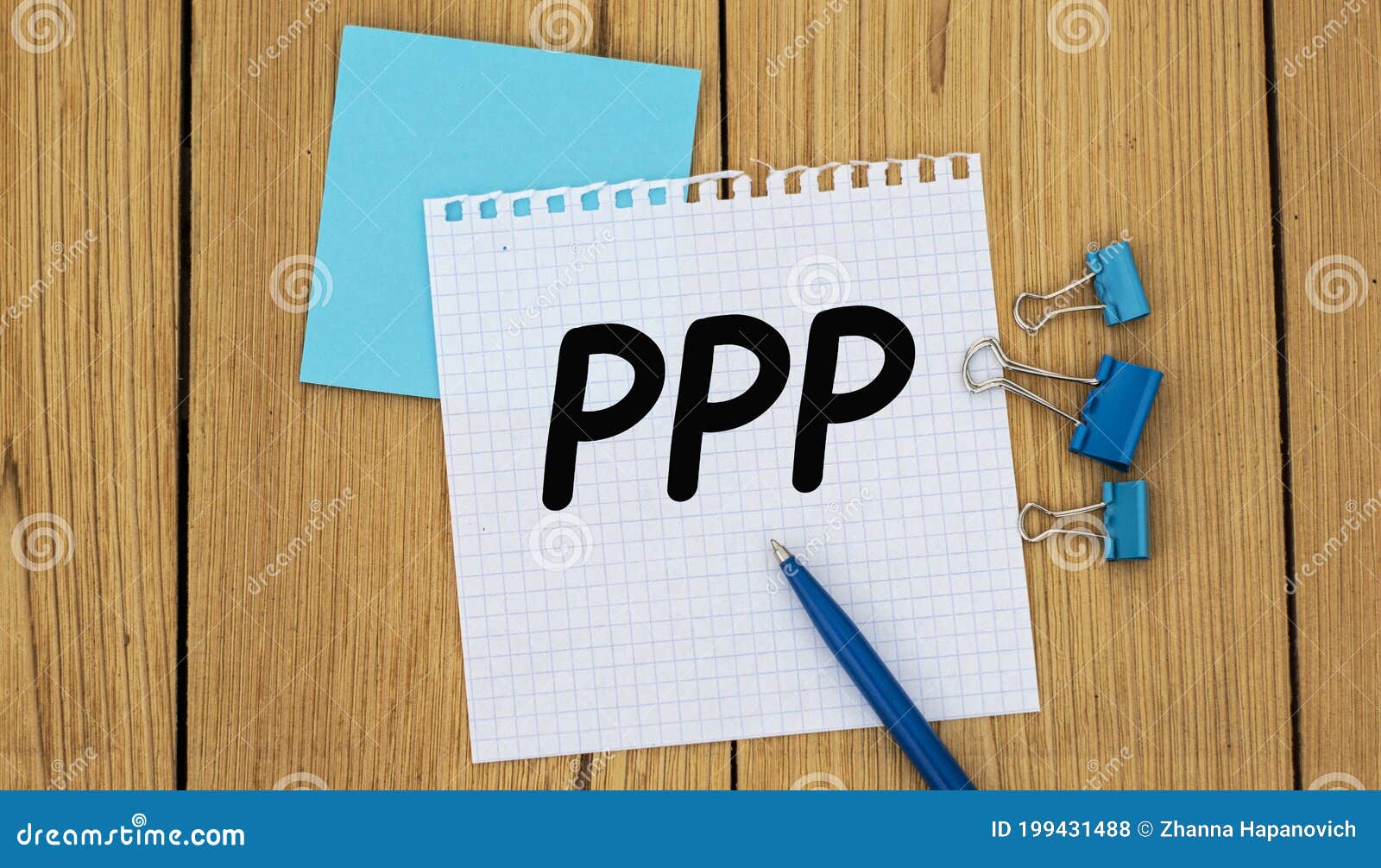 PPP - Word on a White Sheet on a Wooden Background with a Handle and ...