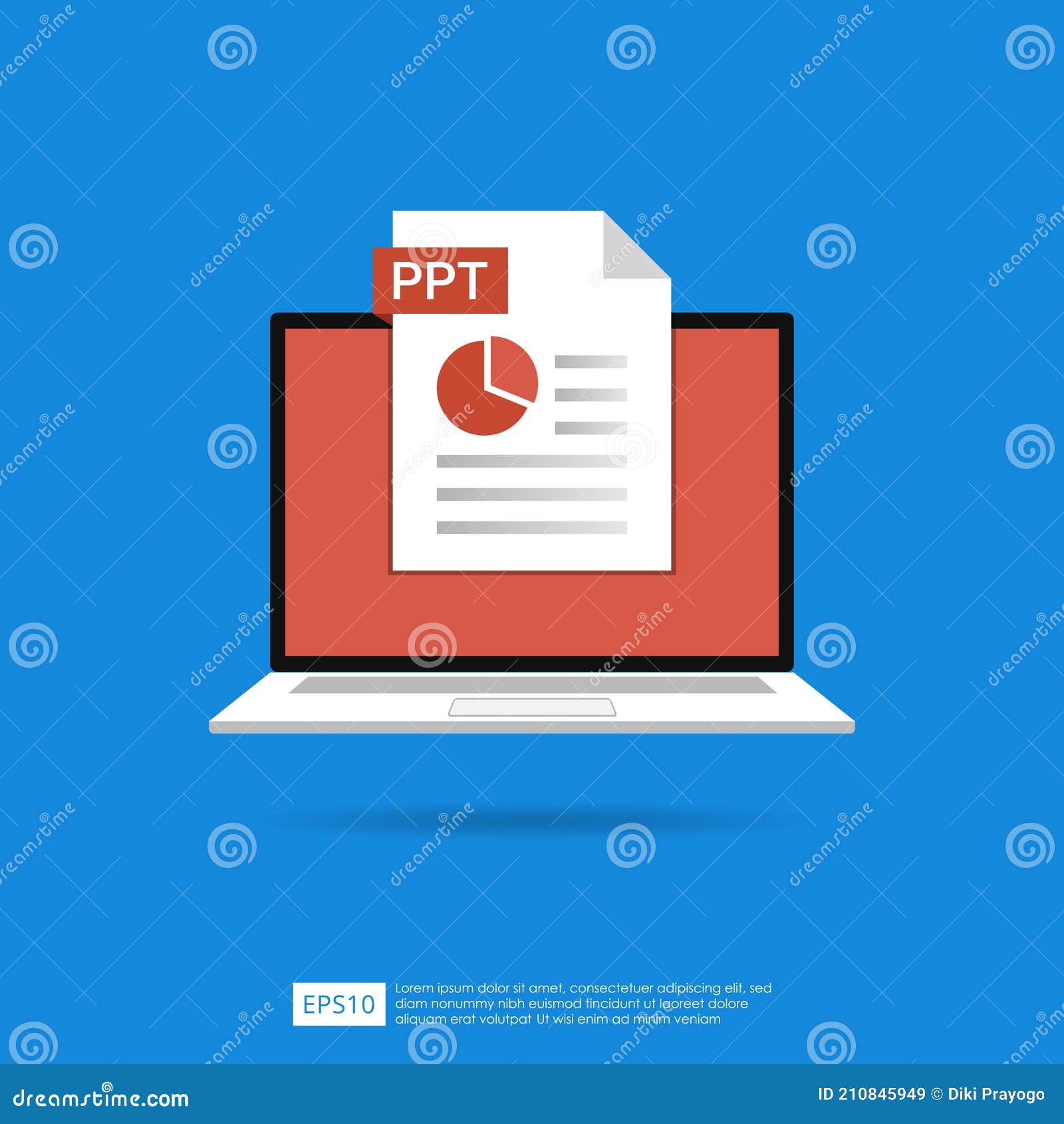PPT Files Icon On Laptop Screen Concept. Format Extension Of Document ...