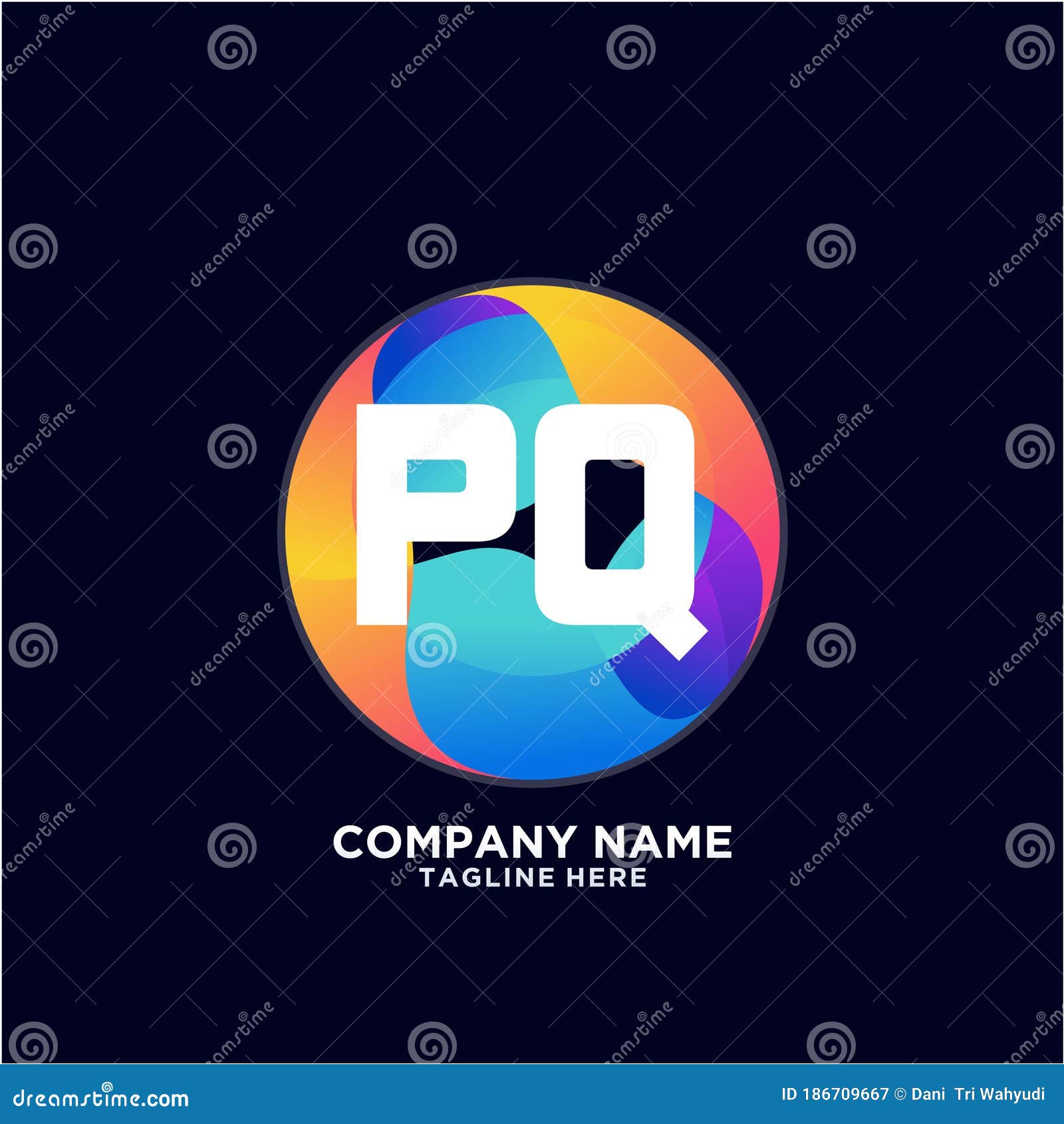 PQ Initial Logo with Colorful Circle Template Vector Stock Vector ...