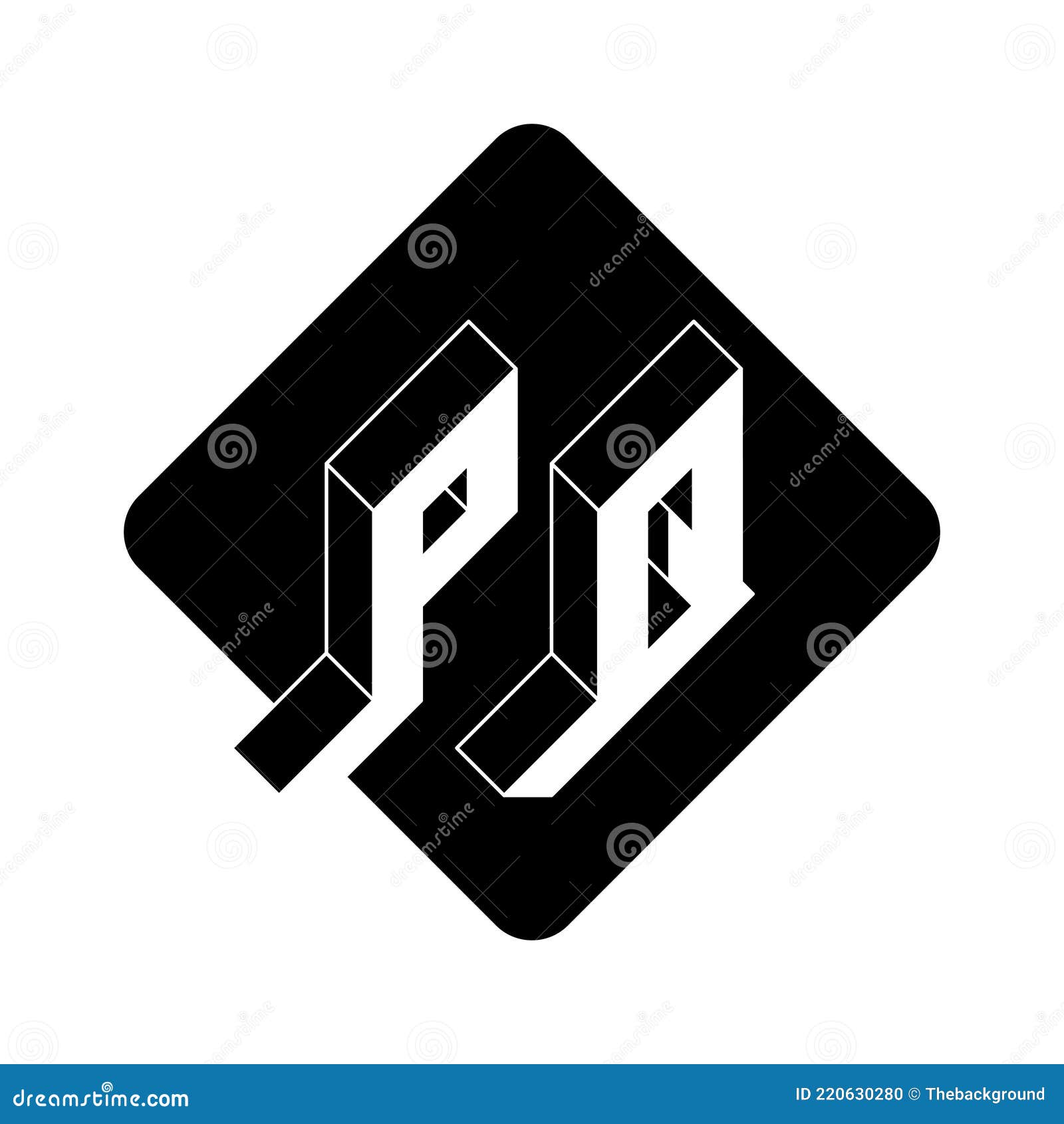 PQ - 2-letter Code. P and Q - Monogram or Logotype. Isometric 3d Font ...