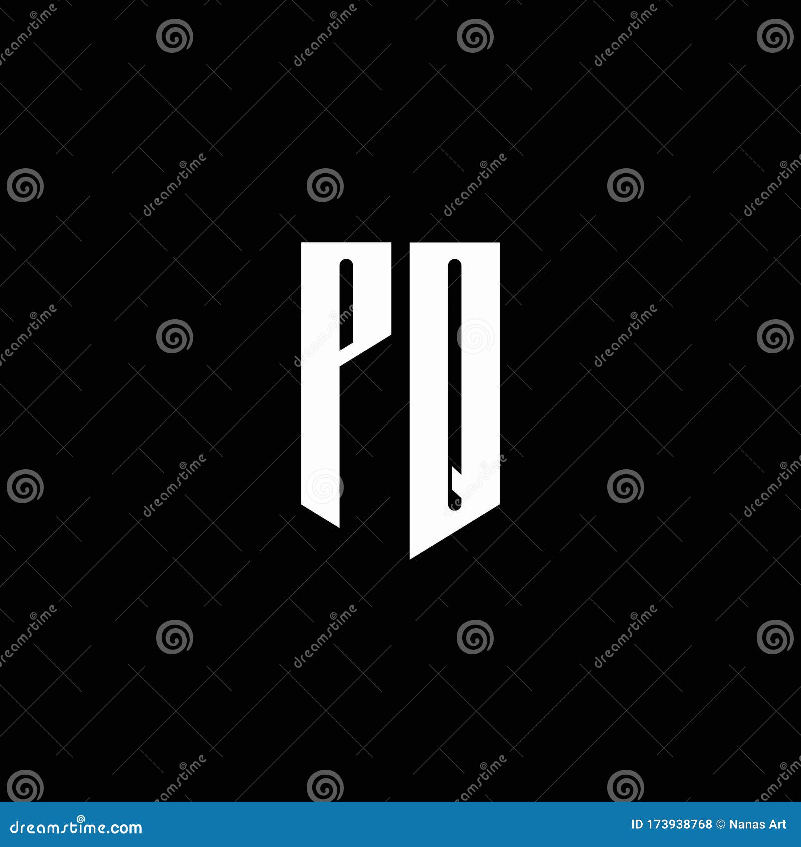 PQ Logo Monogram with Emblem Style Isolated on Black Background Stock ...