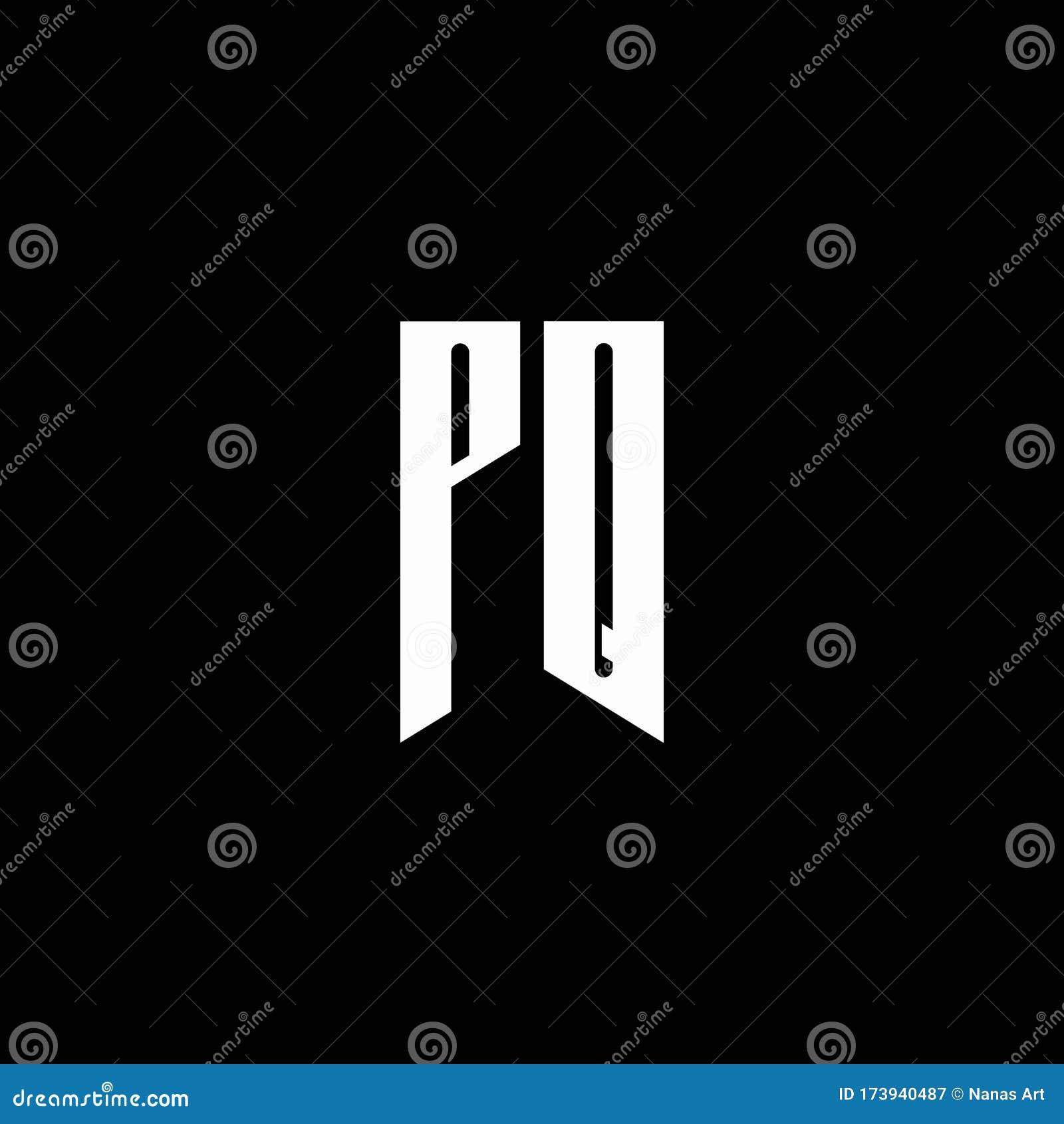 PQ Logo Monogram with Emblem Style Isolated on Black Background Stock ...