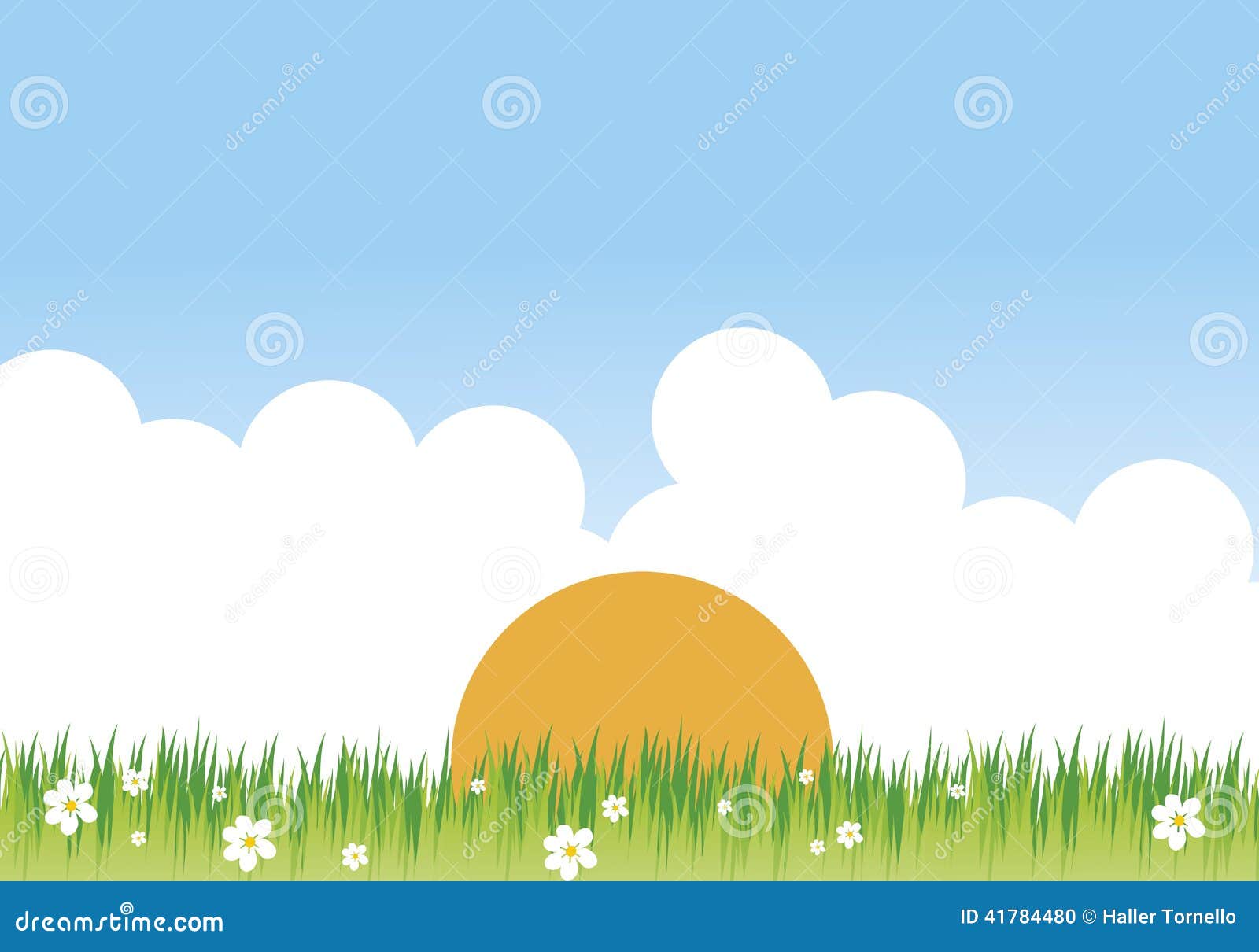 Pré fleuri illustration stock. Illustration of ciel, rayons - 41784480