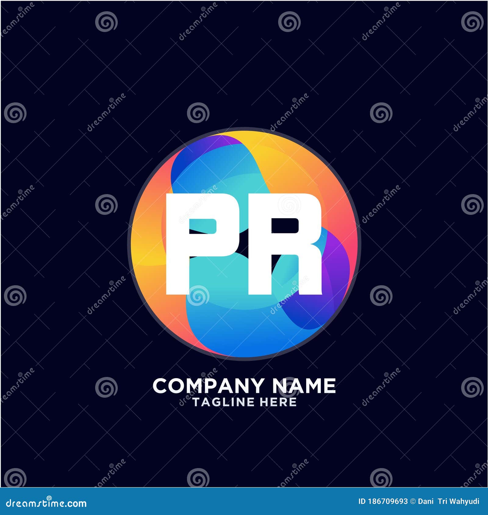 PR Initial Logo with Colorful Circle Template Vector Stock Vector ...