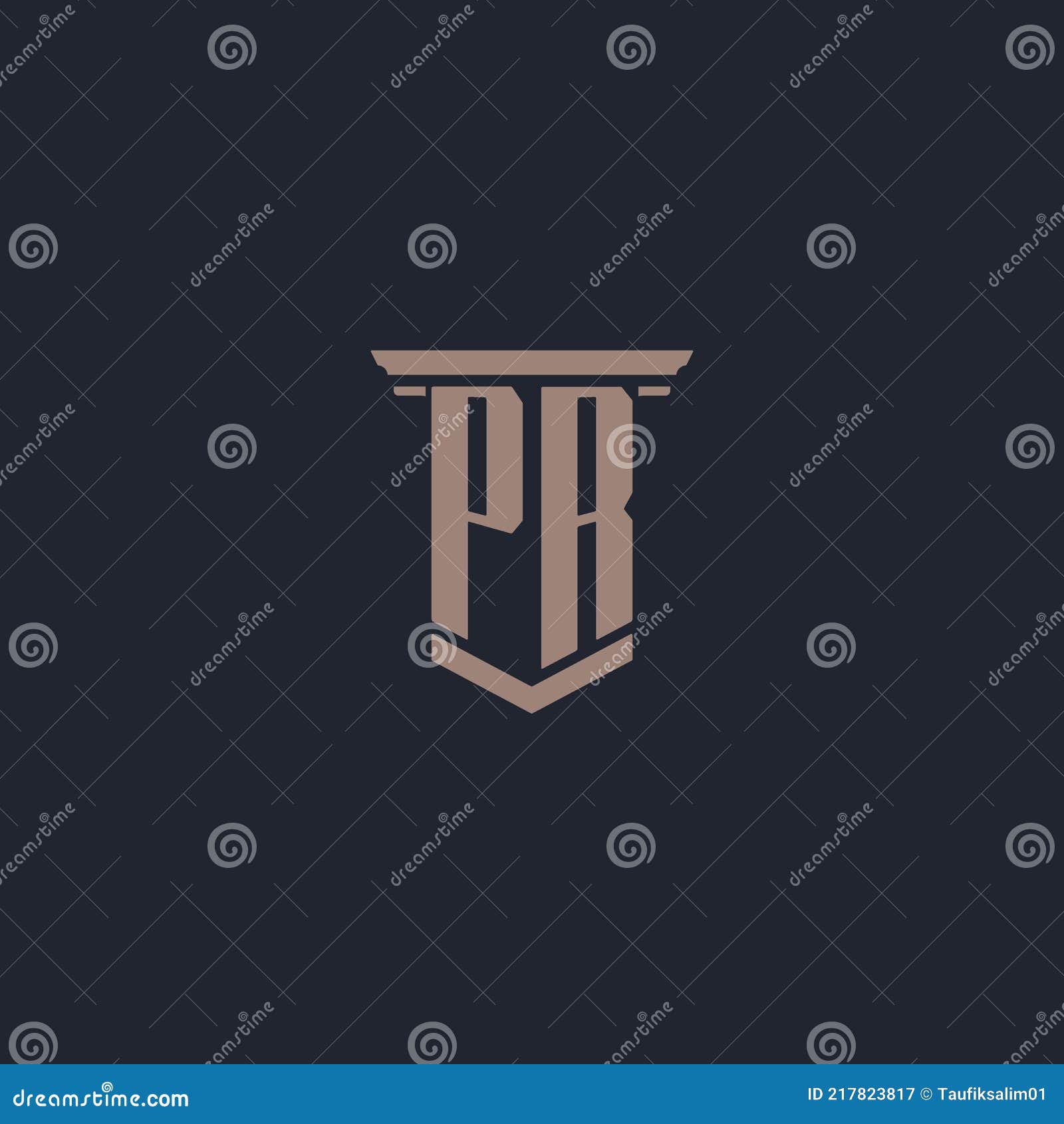 PR Initial Monogram Logo with Pillar Style Design Stock Vector ...