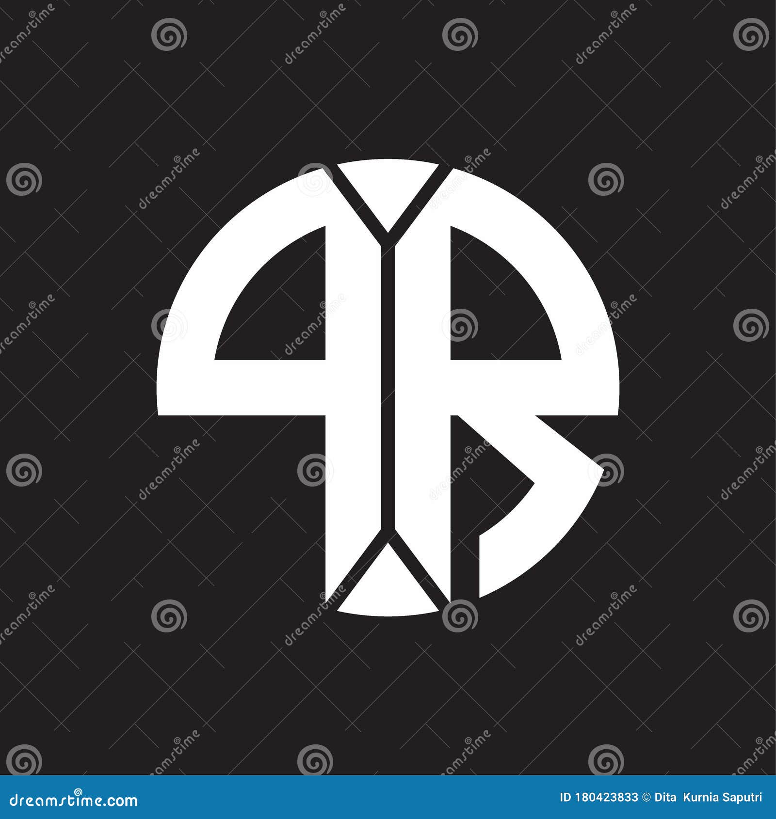 PR Logo Monogram with Piece Circle Ribbon Style Stock Vector ...